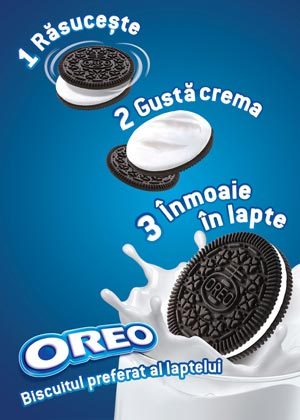 OREO: rasuceste, gusta crema si inmoaie in lapte!
