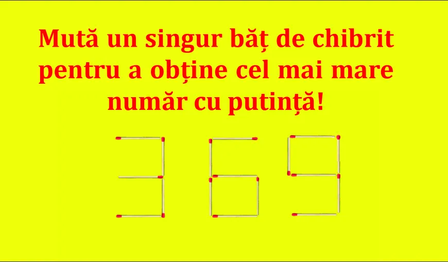 Test de inteligență. Mută un singur băț de chibrit pentru a obține cel ...
